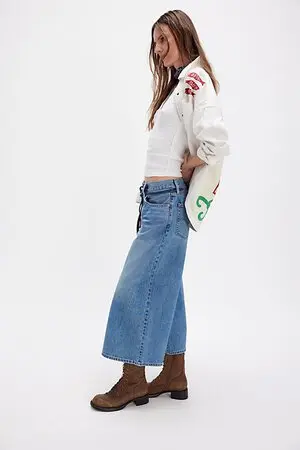 High-Rise Wide-Leg Culotte Jeans