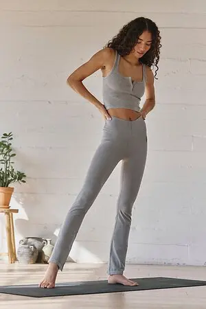 Free People Go To Smooth Straight Leg Pants - Washed Sage Stone