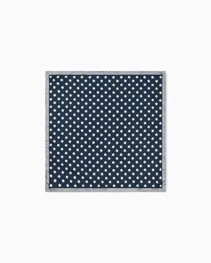 Giorgio Armani Printed Silk Pocket Square Navy Blue