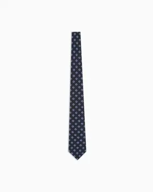 Giorgio Armani Printed Silk Neck Tie - Blue