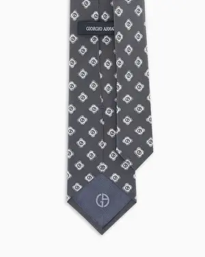 Giorgio Armani Printed Silk Neck Tie - Grey