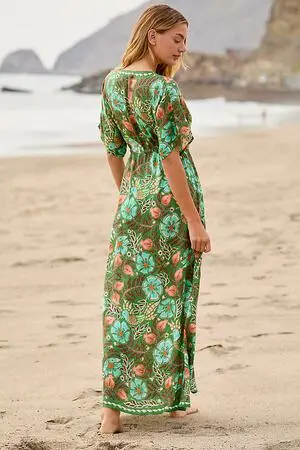 Omika Pia Floral Kaftan - Green