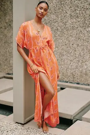 Omika Pia Floral Kaftan Vani Papaya