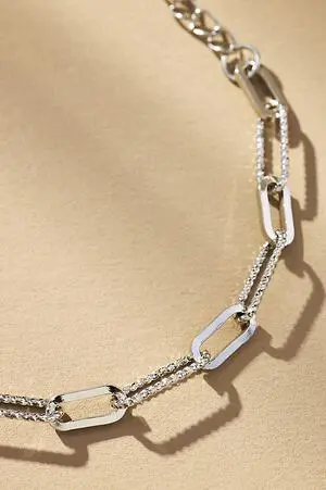 BOXBAR Textured Paperclip Charm Bracelet - Silver