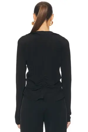 Saint Laurent Long Sleeve Ruffle Top - Noir