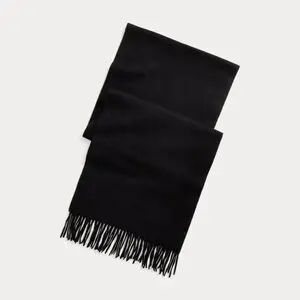 Ralph Lauren Fringe Cashmere Scarf Black