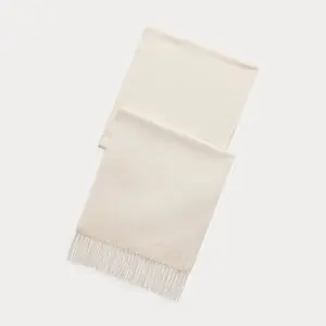 Ralph Lauren Fringe Cashmere Scarf Classic Cream