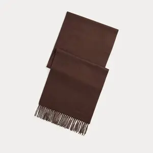Ralph Lauren Fringe Cashmere Scarf Dk Luggage Brown