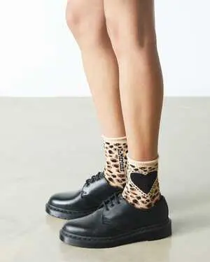 Dr. Martens Leopard Heart Cotton Blend Socks