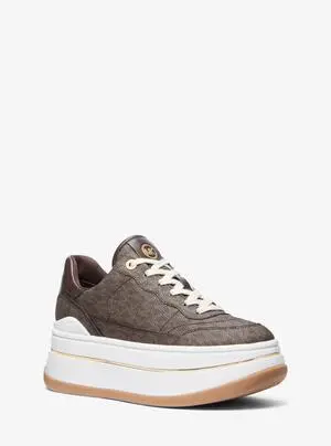 Michael Kors Hayes Signature Logo Platform Sneakers - Brown