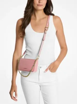 Michael Kors Bryant Small Pebbled Leather Convertible Pochette - Pink