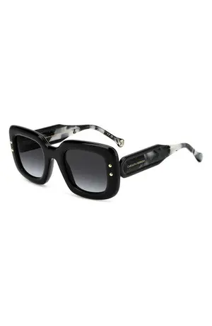 Carolina Herrera 49mm Rectangular Sunglasses - Black/ Dark Grey Sf