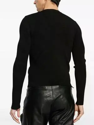 DIESEL® Ribbed Oval D Plaque Crew Neck Long Sleeve T-shirt