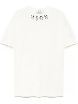 MSGM Logo-print T-shirt - Neutrals