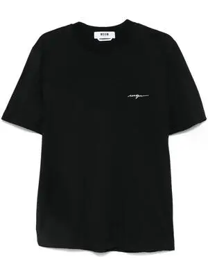 MSGM Logo-embroidered T-shirt - Black