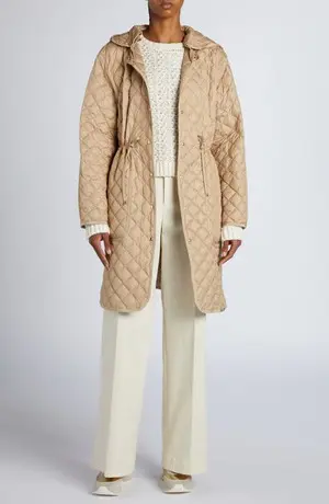Moncler Etelan Long Down Parka - Beige