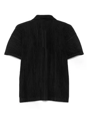 Issey Miyake Pleated Polo Shirt - Black