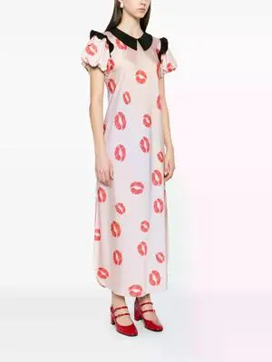 PARLOR Kiss-print Midi Dress