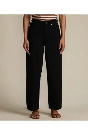 LANDS' END High Rise Barrel Leg Ankle Jeans - Black