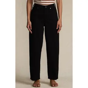 LANDS' END High Rise Barrel Leg Ankle Jeans - Black