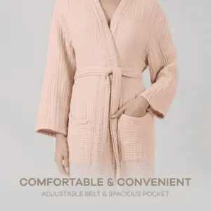 COMFY CUBS Adult Muslin Bathrobe - Blush
