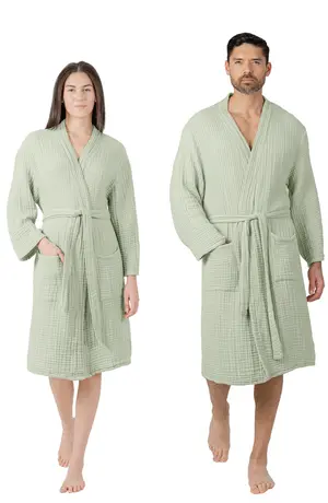 COMFY CUBS Adult Muslin Bathrobe - Sage