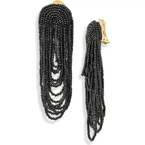Oscar De La Renta Beaded Clip-on Drop Earrings - Black