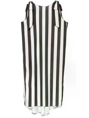 PARLOR Parlor Striped Midi Dress Neutrals