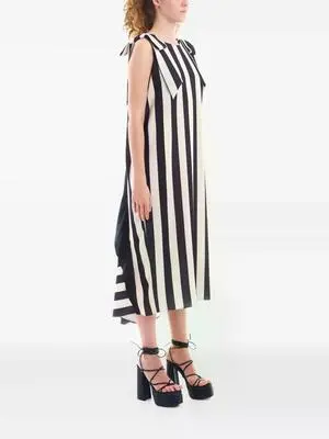 PARLOR Striped Midi Dress - White