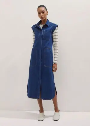 ME+EM Denim Utility Midi Shirt Dress With Belt