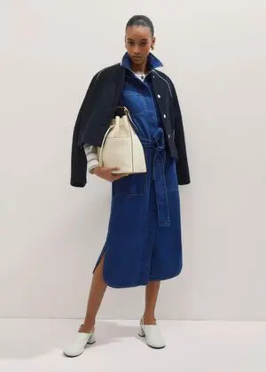 ME+EM Denim Utility Midi Shirt Dress With Belt