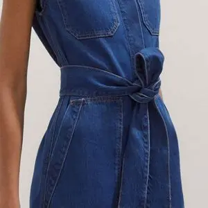 ME+EM Denim Utility Midi Shirt Dress With Belt