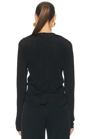 Saint Laurent Long Sleeve Ruffle Top - Noir