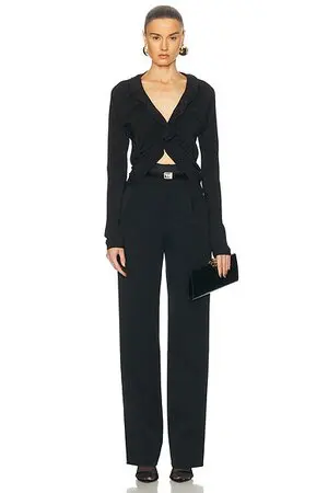 Saint Laurent Long Sleeve Ruffle Top - Noir