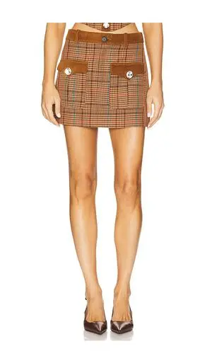 AREA Crystal Mini Skirt - Brown
