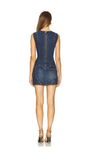AREA Crystal Cut Out Mini Dress - Blue