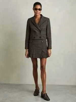 Women's Double-breasted Checked Tweed Blazers