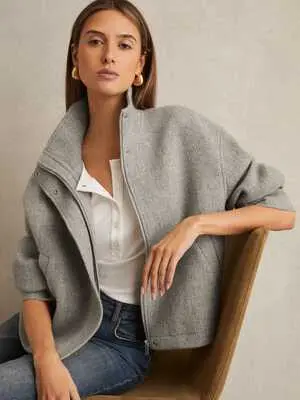 REISS Phillipa Wool Bomber Jacket