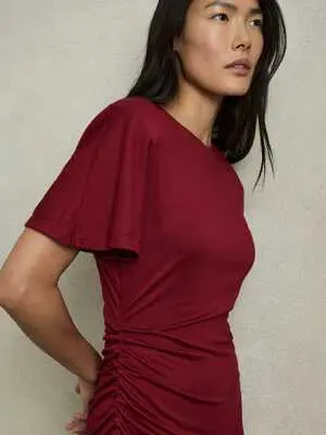 REISS Tulia Modal-blend Midi Dress - Red
