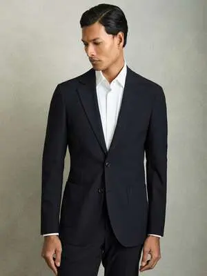 REISS Found Blazer Single-breasted Stretch Suit Blazer Slim-fit - Navy