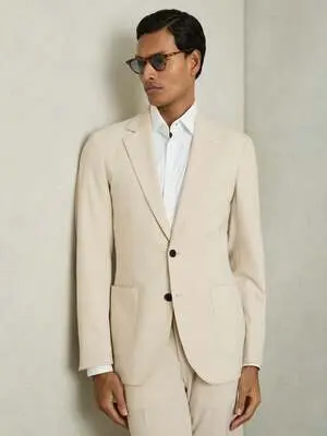 REISS Found Blazer Single-breasted Stretch Suit Blazer Slim-fit - Stone