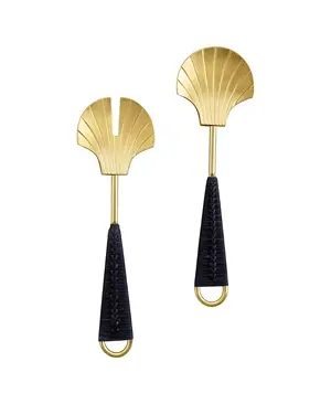 GAURI KOHLI Vitali Salad Servers, Set Of 2 - Blue/matte Gold