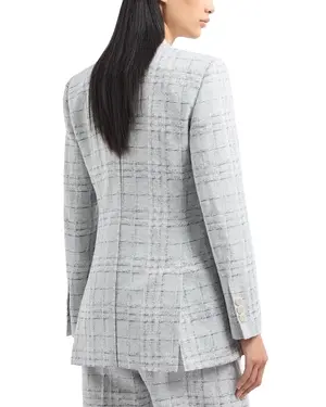 Emporio Armani Linen Check Pattern Double Breasted Blazer