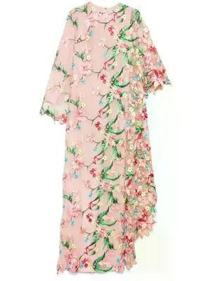 JEAN-LOUIS SABAJI Floral-embroidered Abaya - Pink