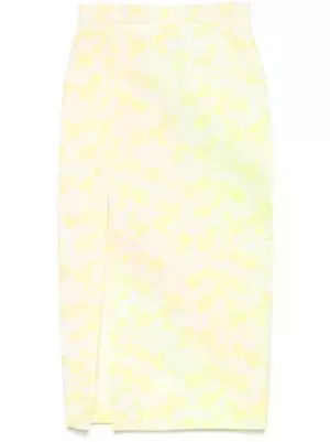 MSGM Floral-jacquard Midi Skirt - Yellow