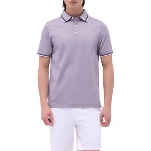 Bugatchi Speckled Bird's Eye Cotton Polo Plum