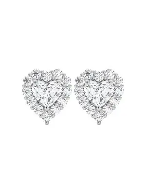 BLISS DIAMOND 1.30ct Heart Shape Diamond Halo Stud Earrings - 10k White Gold