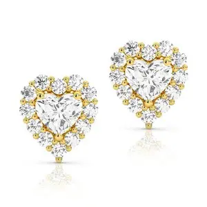 BLISS DIAMOND 1.30ct Heart Shape Diamond Halo Stud Earrings - 10k Yellow Gold