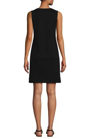 LANDS' END Cotton Jersey Notch Neck Dress - Black