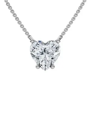 BLISS DIAMOND 1ct Heart Shape Lab Grown Diamond Pendant Necklace - 14k White Gold